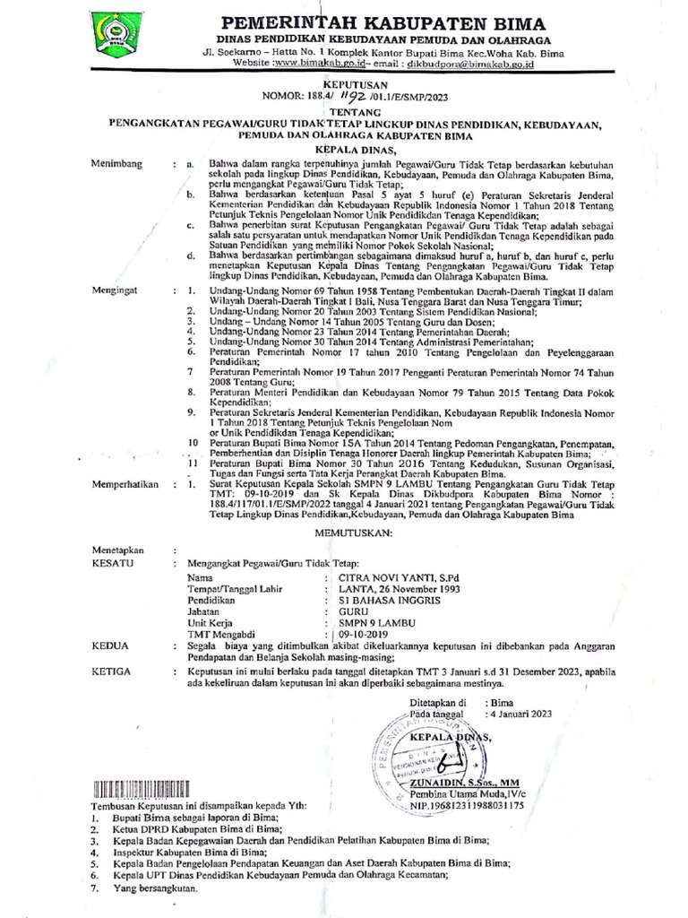 SK 2023 Citra Novi Yanti S. PD | PDF
