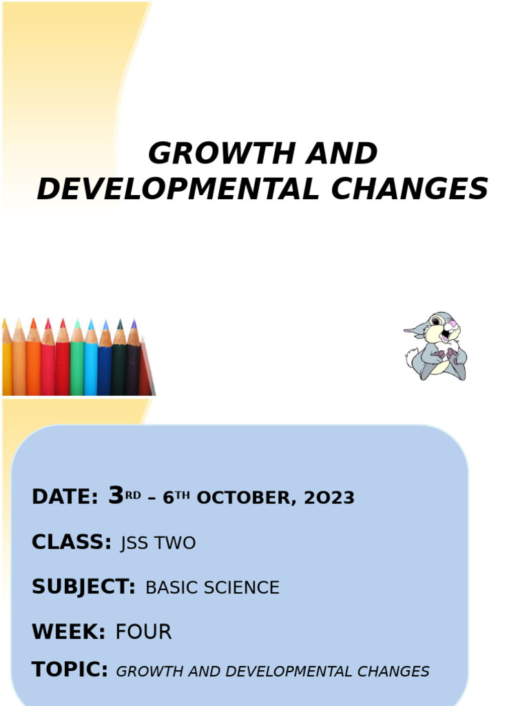 Week 4 B.science Jss 2 Growth & Developmental Changes | PDF ...