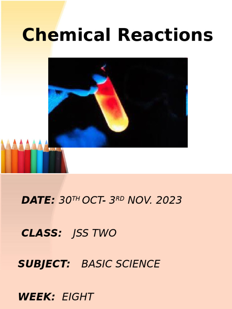 Week 8 B.science Jss 2 Chemical Reactions | PDF | Chemical Reactions | Combustion