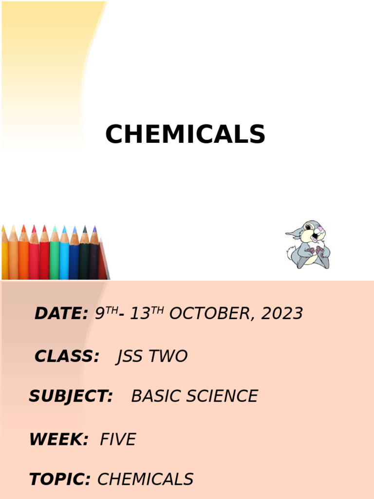 Week 5 B.science Jss 2 Chemicals | PDF | Chemical Substances | Hazards