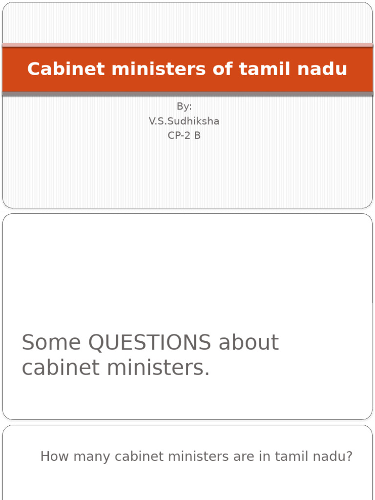 Cabinet Ministers of Tamil Nadu - Social Project | PDF | Tamil Nadu | Cabinet (Government)
