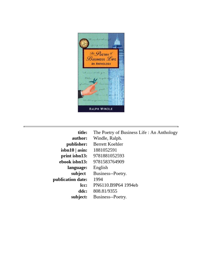 The Poetry of Business Life An Anthology | PDF | Poetry | Horace