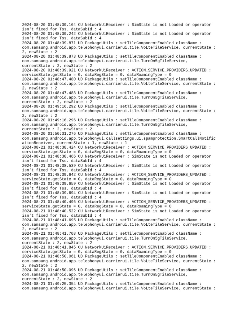 Telephony UI State Updates Log | PDF