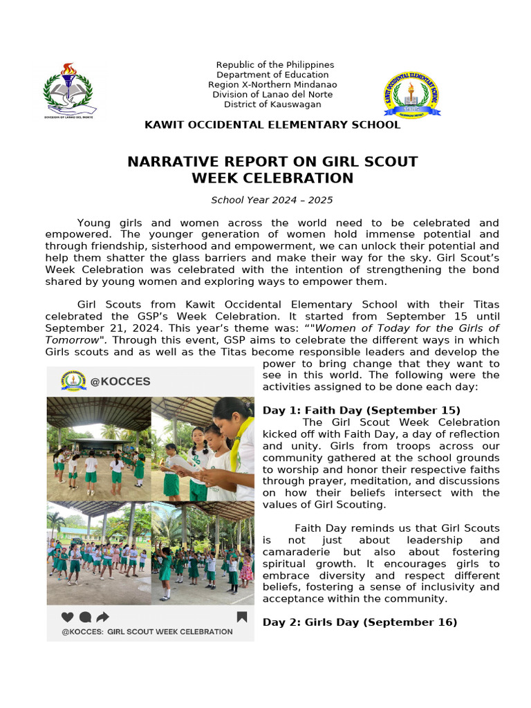 Narrative Report On GSP Week Celeb | PDF | Career & Growth | Social Science