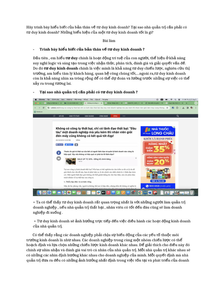 Trìnhbàyhiubitcabnthânv T Duykinhdoanh? T Duy T Duy Kinh Doanh | PDF