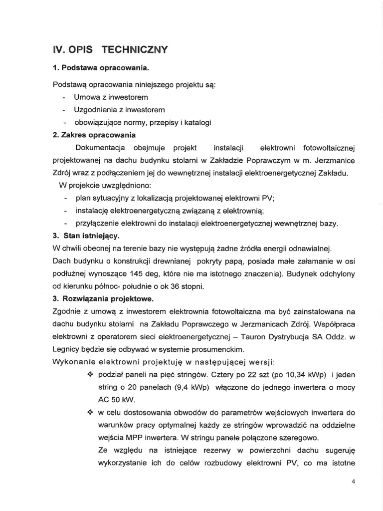 Opis Techniczny Do Częśći NR 1 I 3 | PDF