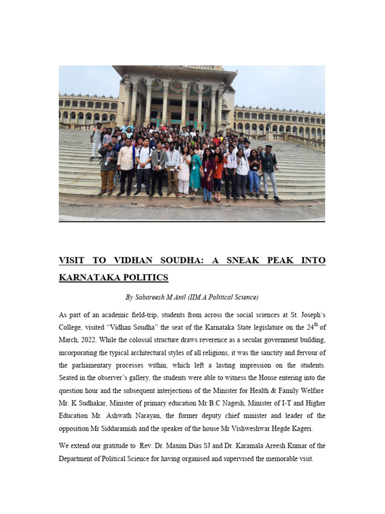 Visit To Vidhan Soudha | PDF | Religion & Spirituality