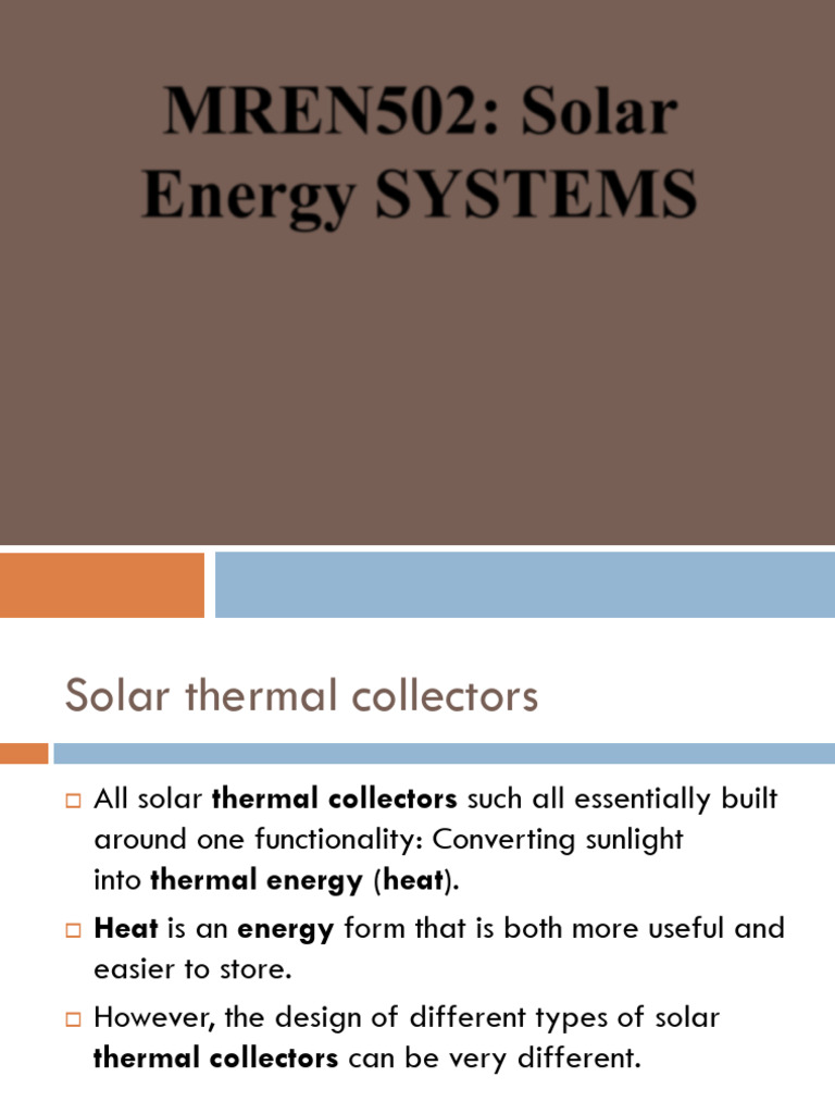 Solar Thermal Collectors Overview | PDF | Solar Energy | Air Conditioning