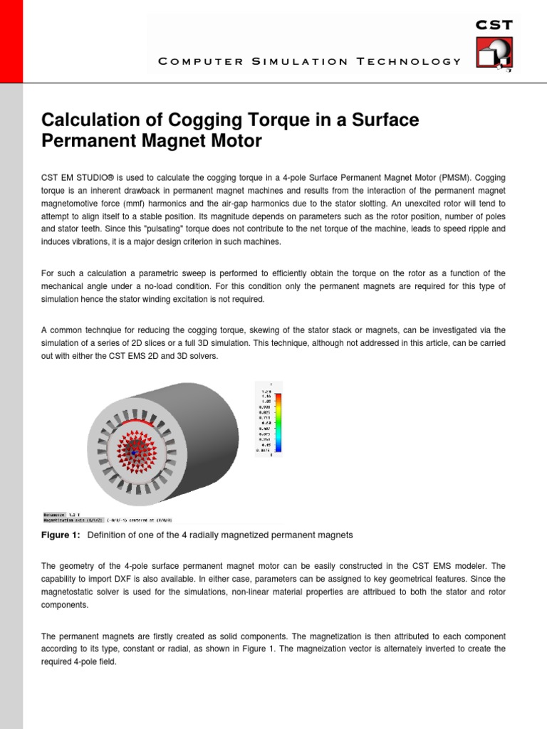 Calculation of Cogging Torque in a Surface Permanent Magnet Motor ...
