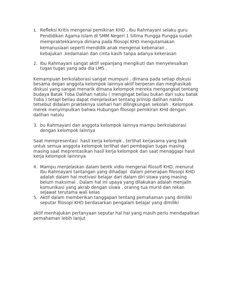 Refleksi Kritis Mengenai Pemikiran KHD | PDF