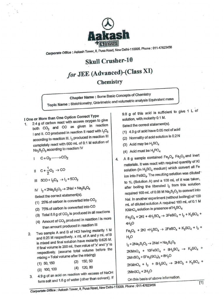 Jee Advanced - Class Xi | PDF