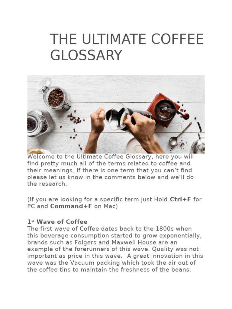 The Ultimate Coffee Glossary | PDF | Coffee | Drink