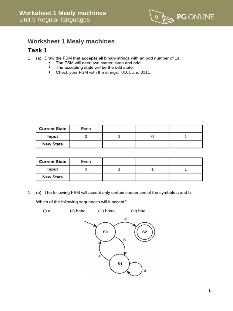 Regular Languages Worksheet 1 | PDF | Computer Science | Formalism (Deductive)