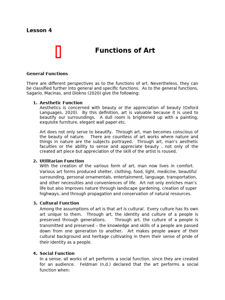 Art Appreciation Module 1 Lesson 4 | PDF | Psychotherapy | Art Therapy
