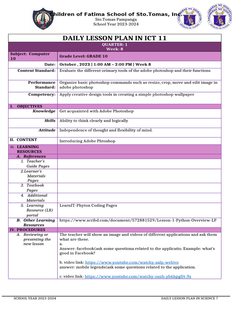 Garde 10 | PDF | Adobe Photoshop | Lesson Plan