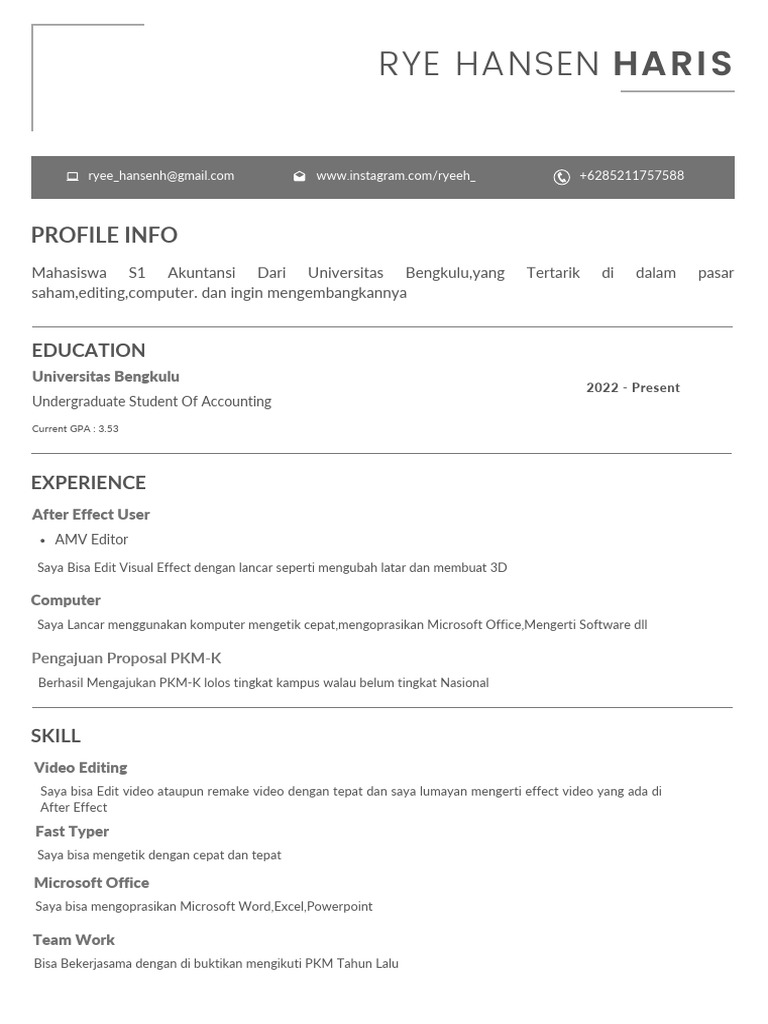 Profil Mahasiswa Akuntansi Kreatif | PDF