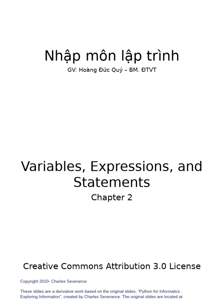 C2 - Biến, Biểu Thức Và Câu Lệnh | PDF | Data Type | Integer (Computer ...