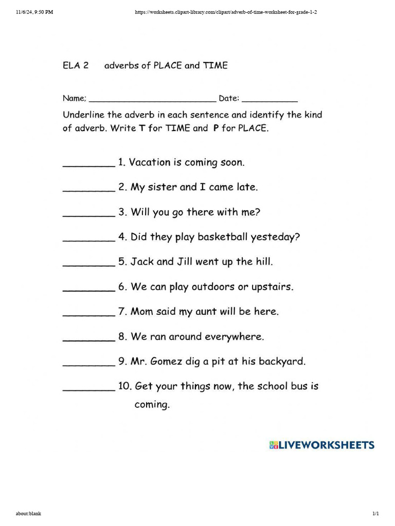 Https - Worksheets - Clipart Library - Com - Clipart - Adverb of Time ...