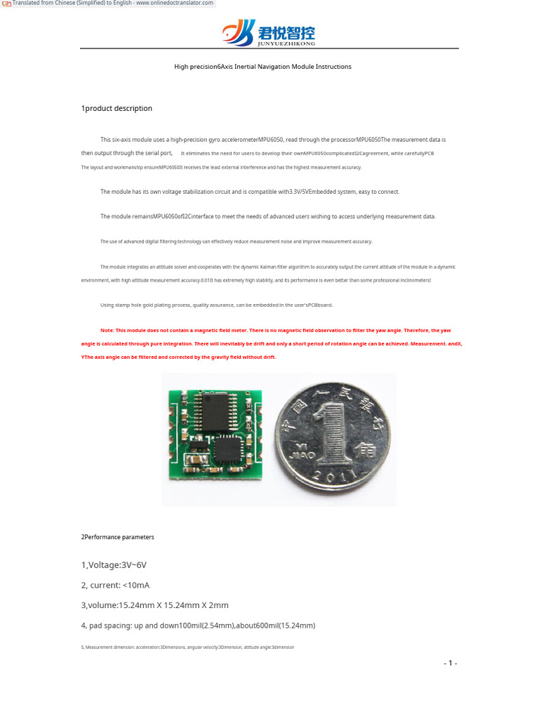 High-Precision 6-Axis Navigation Module | PDF | Inertial Navigation ...