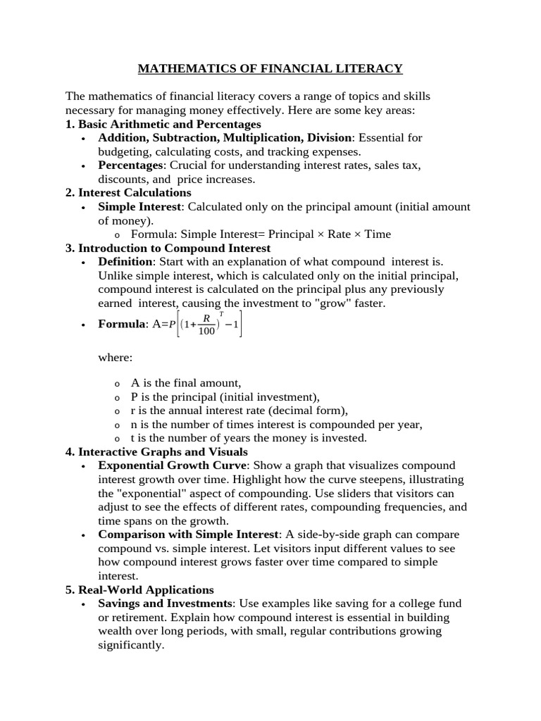 Financial Literacy: Understanding Interest | PDF | Interest | Compound ...