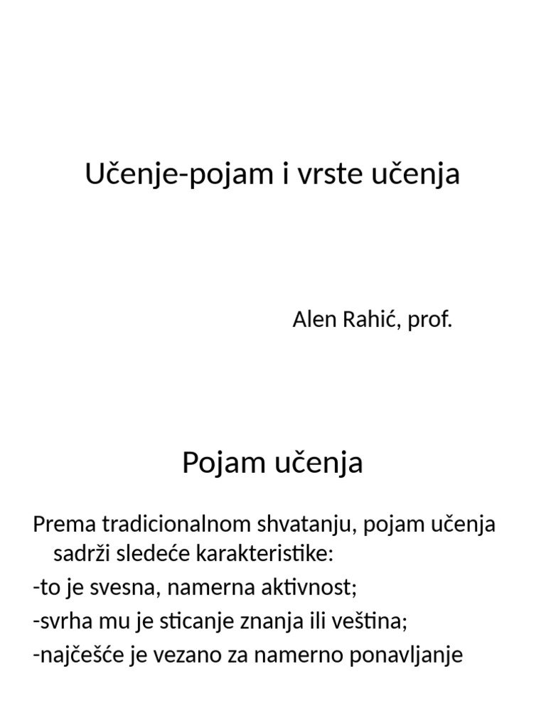 Učenje-Pojam I Vrste Učenja | PDF