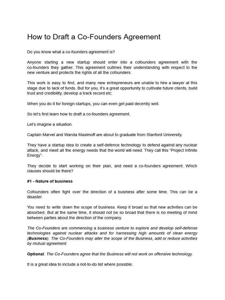 How To Draft A Co-Founders Agreement | PDF | Arbitration | Startup Company