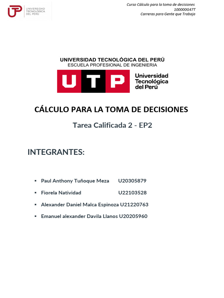 Tarea Calificada 2 | PDF | Análisis matemático | Matemáticas