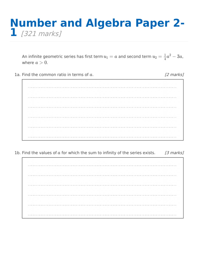 Number and Algebra Paper 2-1: (321 Marks) | PDF | Numbers | Elementary ...