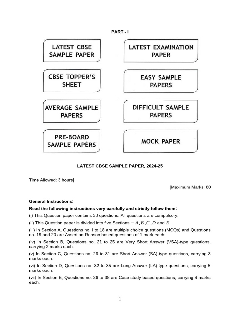 CBSE 2024-25 Sample Paper Guide | PDF | Euclidean Vector | Linear Programming