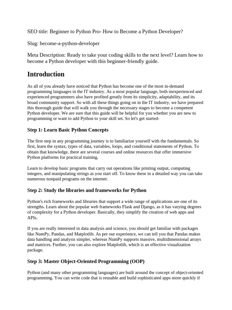 7 Beginner To Python Pro - Your Guide On How To Become A Python ...