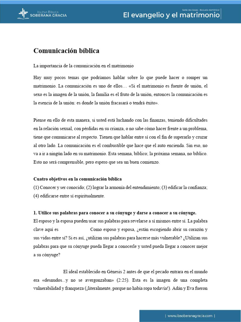 Clase 12 Comunicacion Biblica. El Matrimonio y El Evangelio | PDF ...