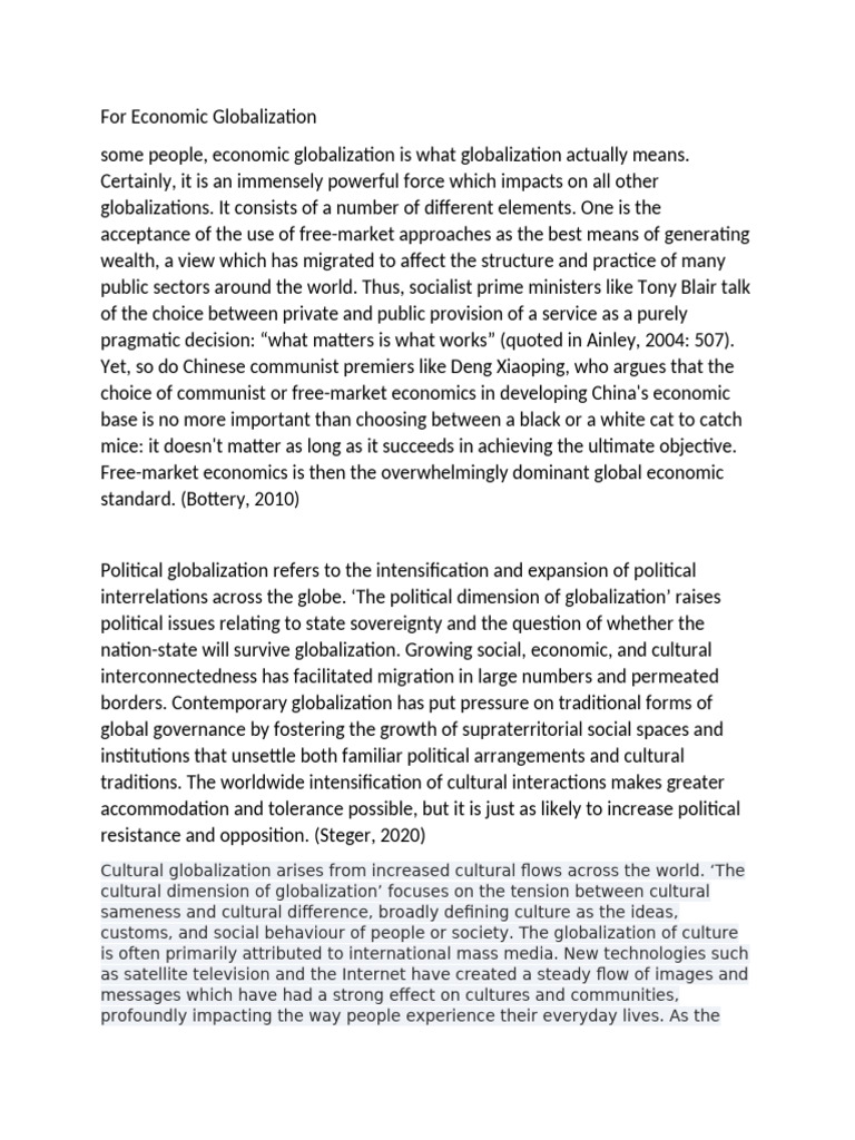For Economic Globalization | PDF | Globalization | News