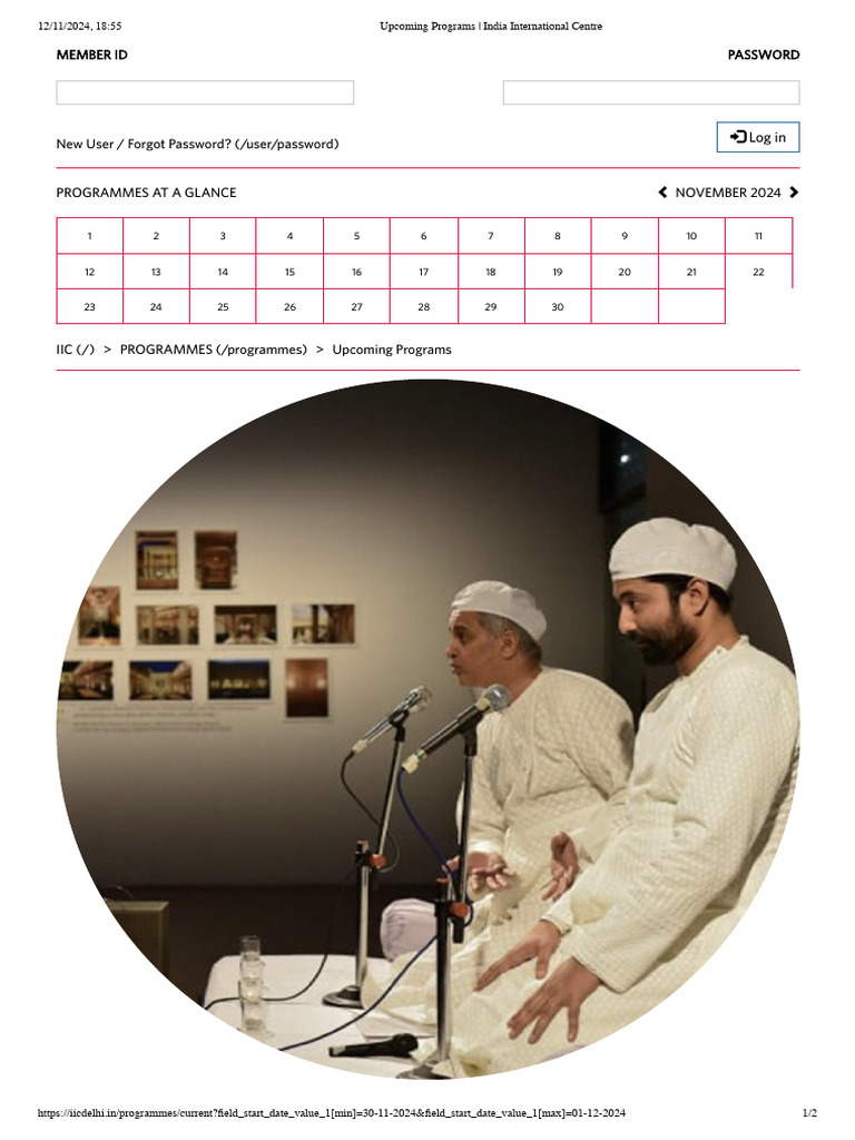 IIC Delhi Events: Nov 30, 2024 | PDF | Art