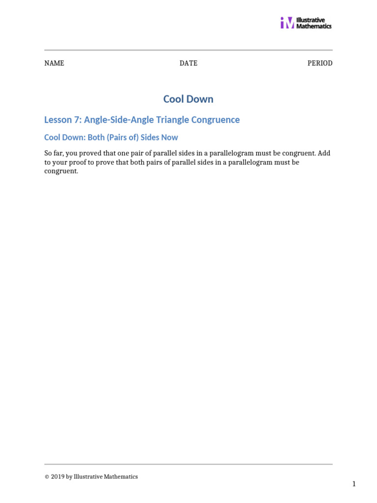Geometry 2 7 Lesson Cool Down | PDF