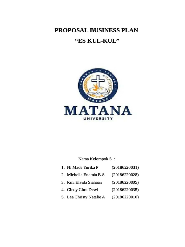 Proposal Business Plan Proposal Business Plan "Es Kul-Kul" "Es Kul-Kul" | PDF
