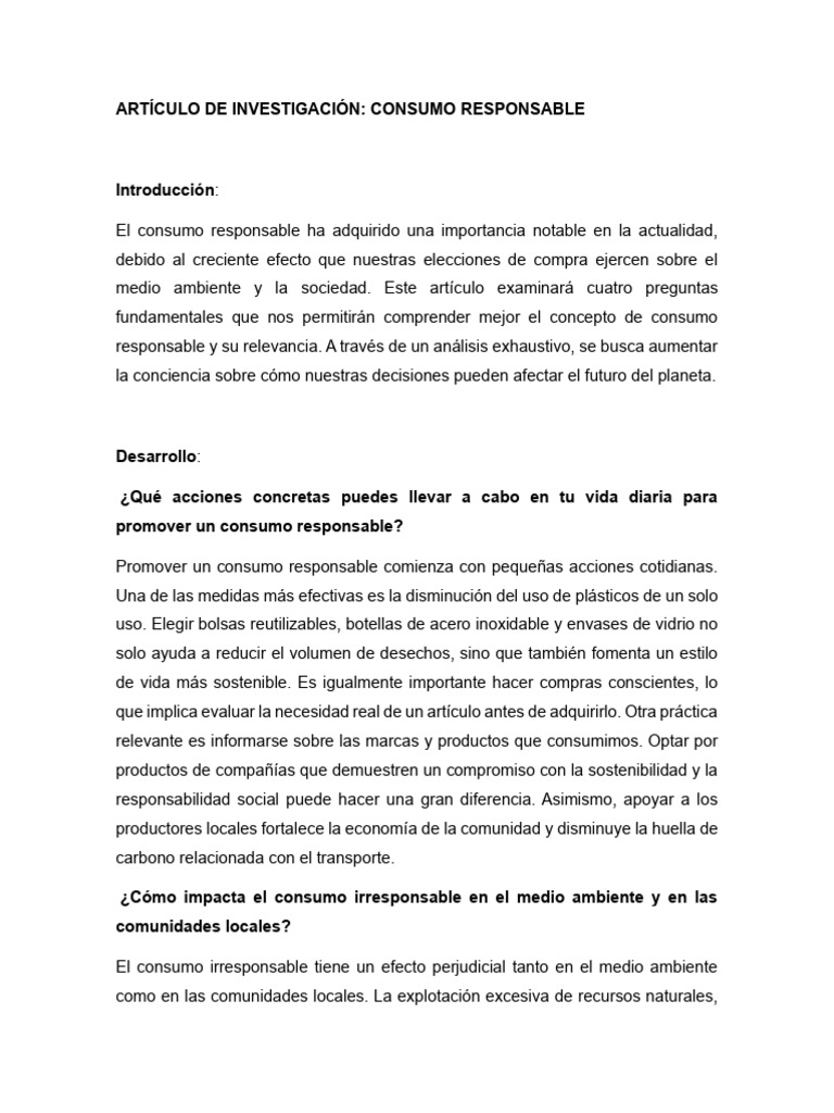 Artículo de Investigación, Módulo 3. | PDF | Consumo (economía) | Sustentabilidad