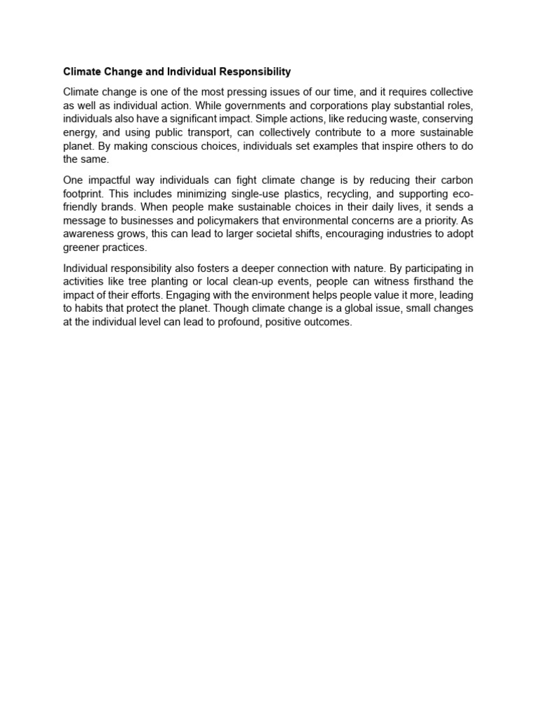 UPLD - CGPT - Climate Change and Individual Responsibility | PDF