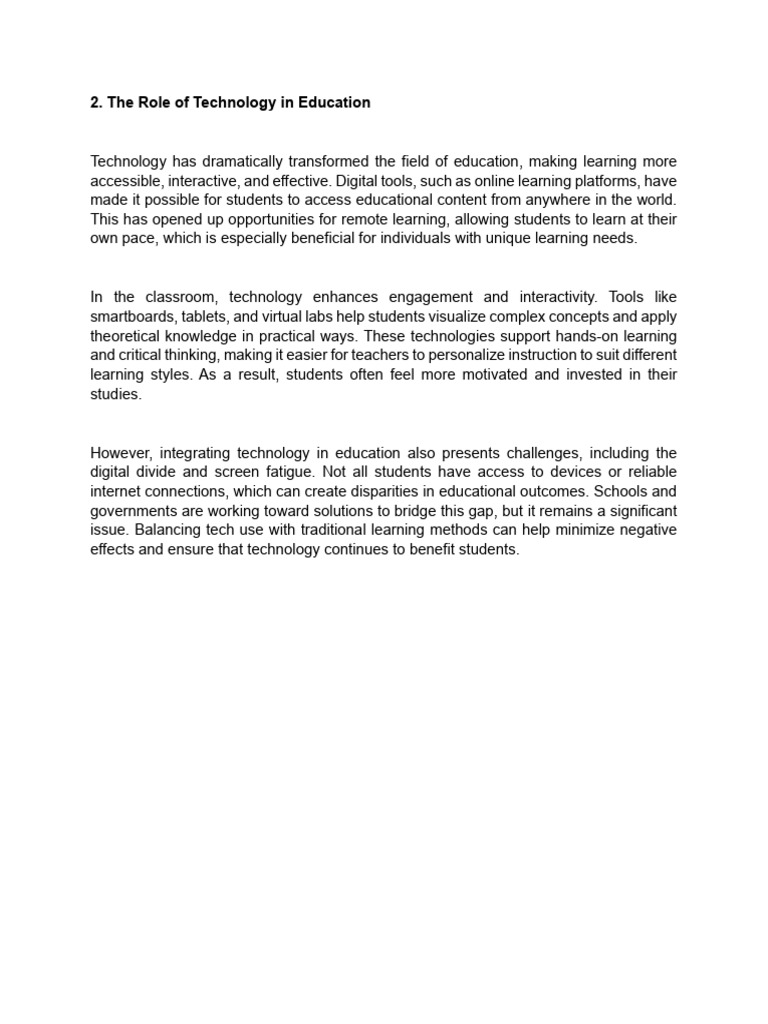 UPLD - CGPT - The Role of Technology in Education | PDF