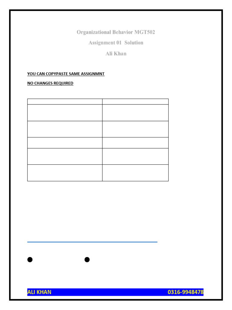 MGT502 Assignment Solution 2024 by VU NEXUS Ali Khan | PDF