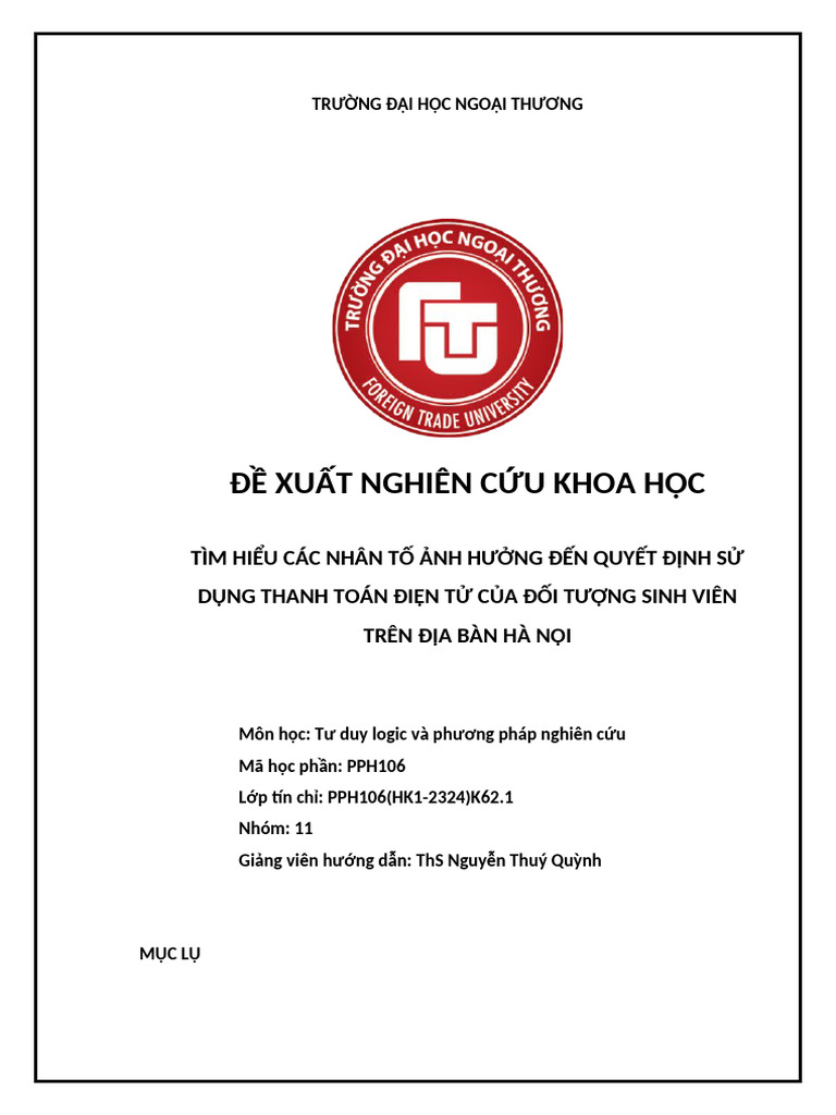 Đề xuất NCKH nhóm 11 | PDF