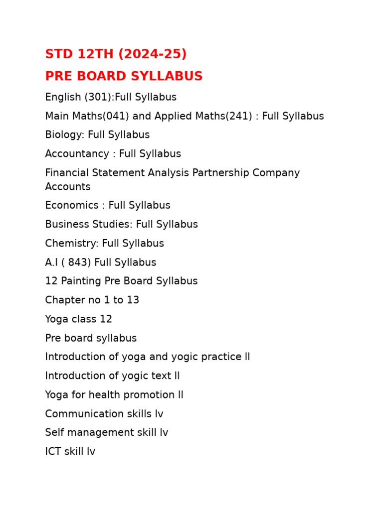 12th Class Syllabus Overview 2024-25 | PDF | Common Era