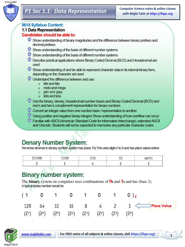 Computer Science: Data Representation | PDF | Binary Coded Decimal | Byte
