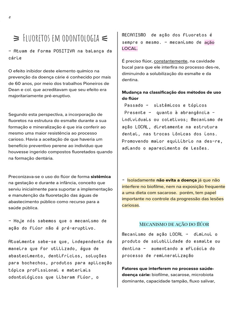 Fluoretos na Prevenção de Cáries Dentárias | PDF | Esmalte dentário | Flúor