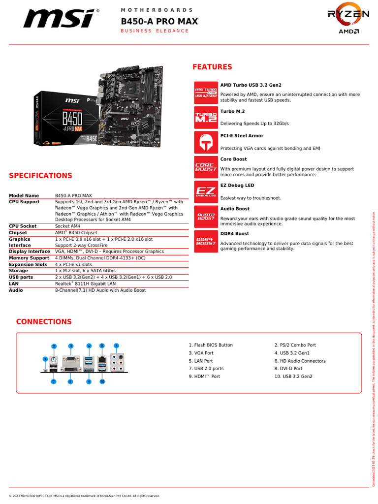 B450-A-PRO-MAX | PDF | Usb | Computing