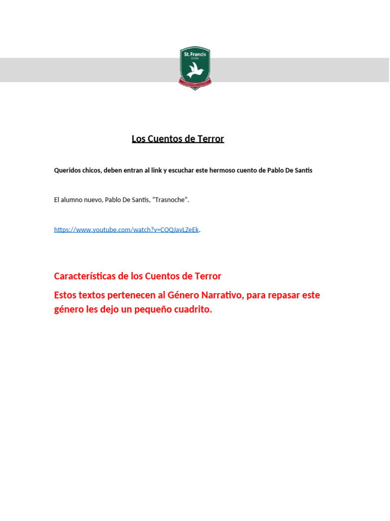 Características de Cuentos de Terror | PDF