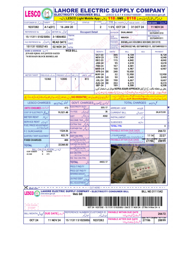 LESCO - Web Bill | PDF