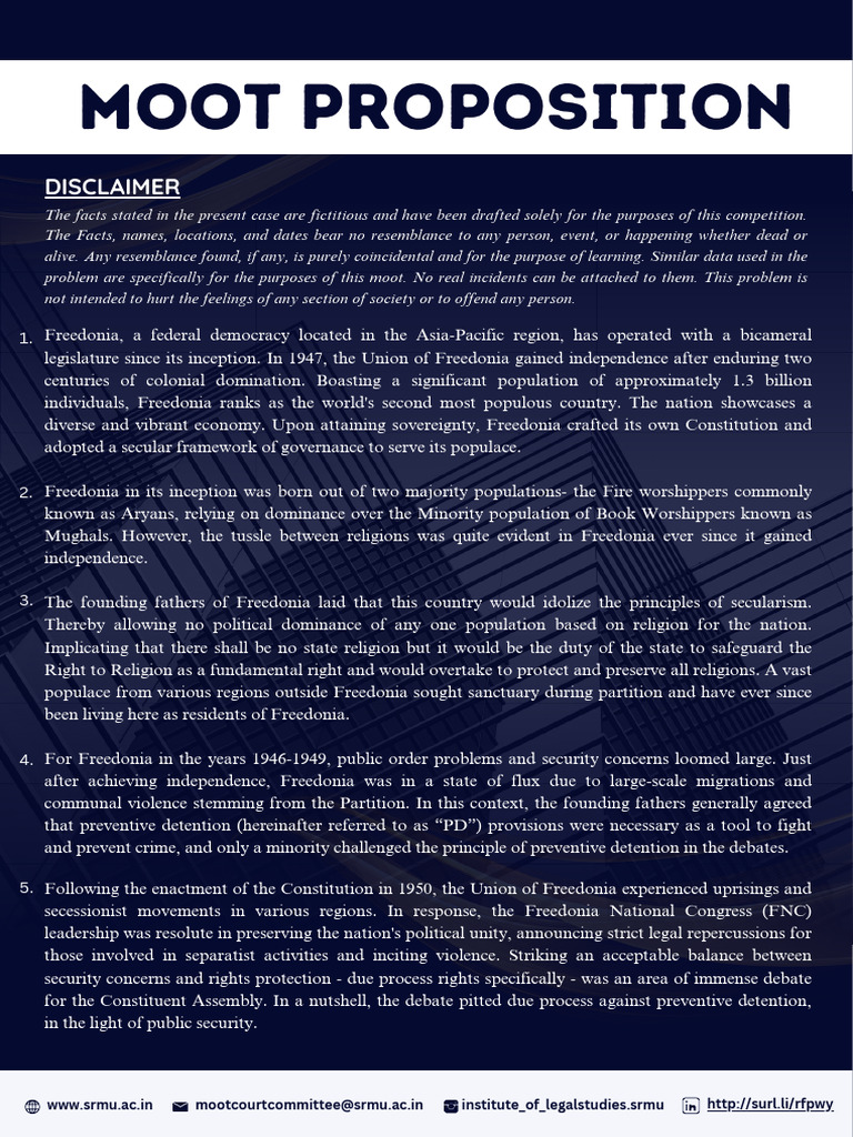 Moot Proposition 2024 PDF | PDF | Detention (Imprisonment) | Miranda Warning