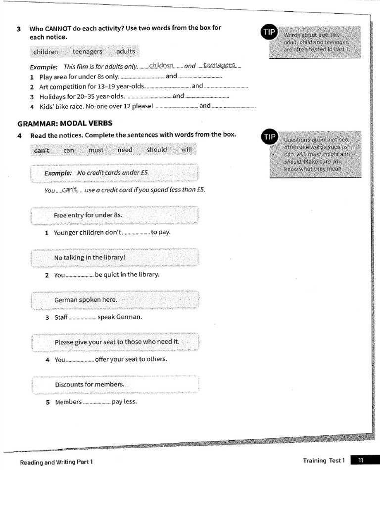 A2 KET Trainer 2020 Edition 2 Test 1 | PDF