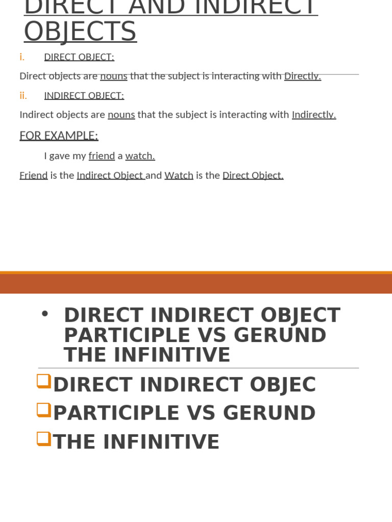 Direct and Indirect Object Explained | PDF