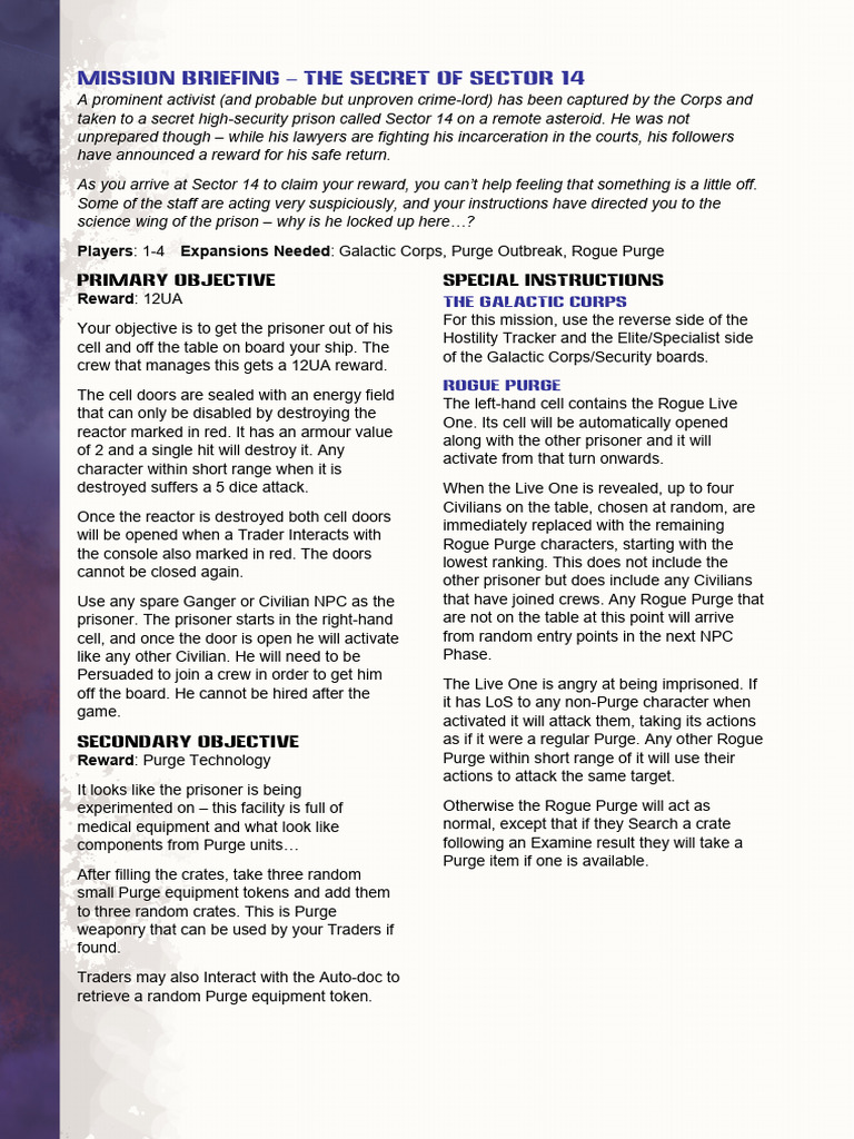 Core Space Mission - The Secret of Sector 14 | PDF